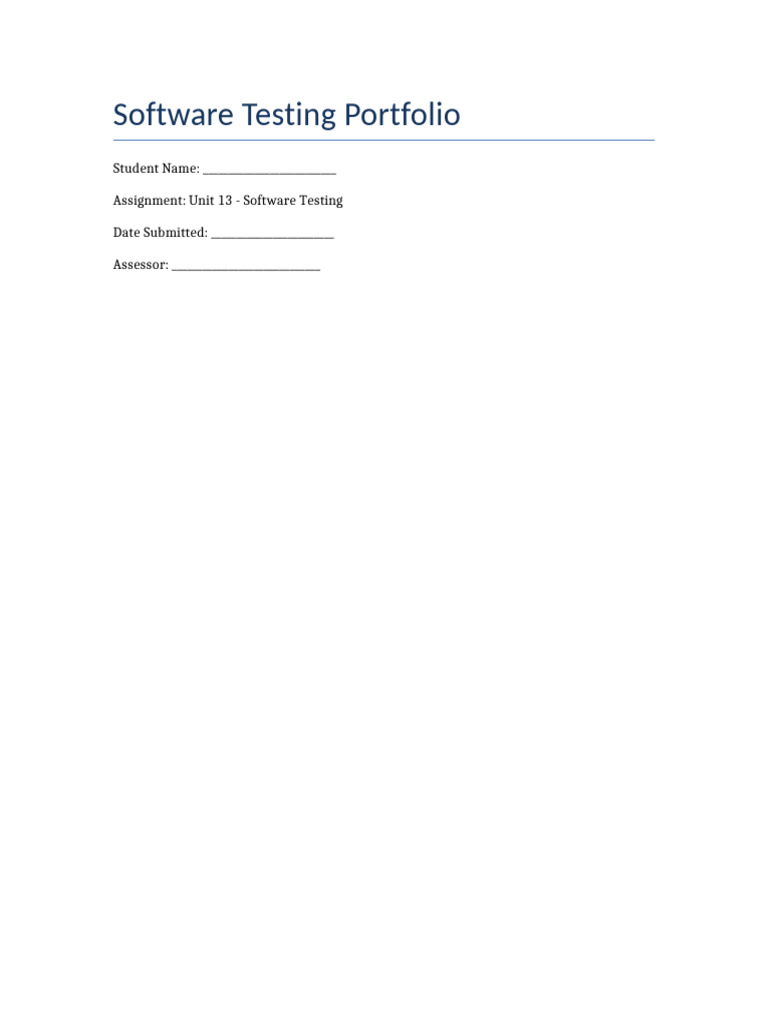 Software Testing Portfolio Overview | PDF