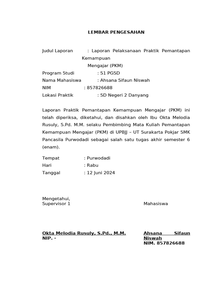 Lembar Lembar TTD Sifa | PDF