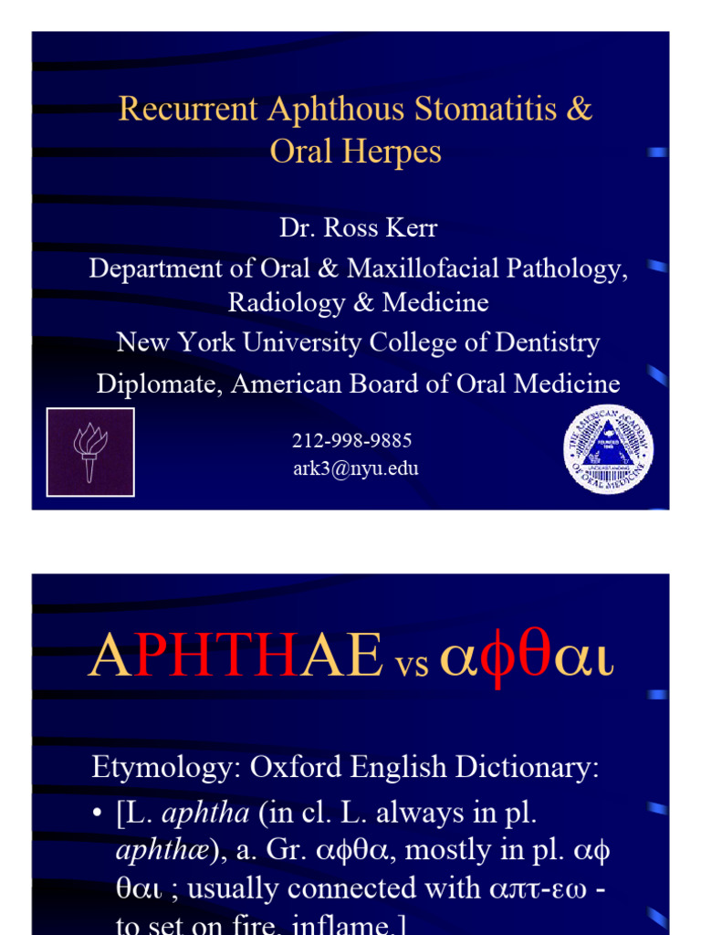 Aphthous Herpes Grad OMP 2008 (1) | PDF | Viral Diseases | Health Sciences
