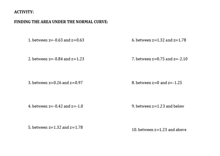 Eda Activity 10 Areas Under Normal Curve | PDF
