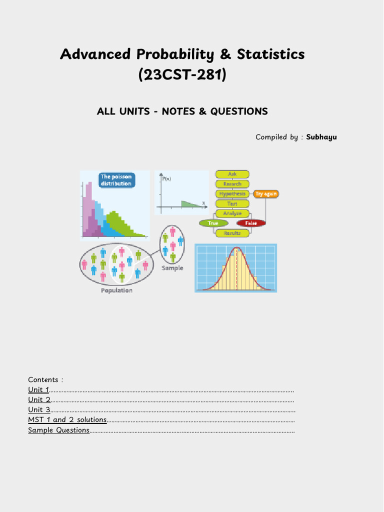 Advanced Probability & Statistics - 23CST-286 | PDF | Probability ...