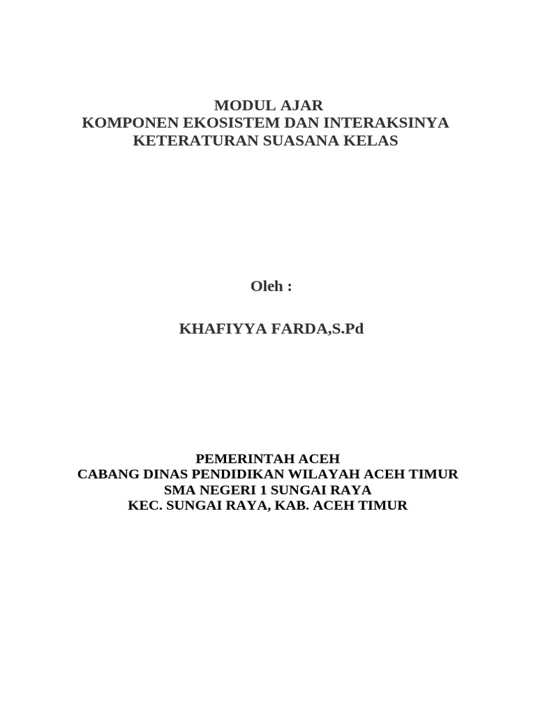Modul Ajar PMM Ekosistem | PDF