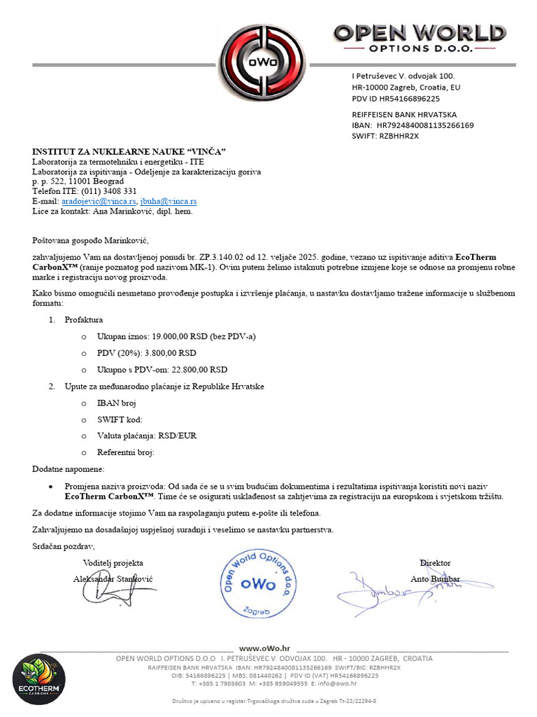 Odgovor Na Ponudu Vinča | PDF