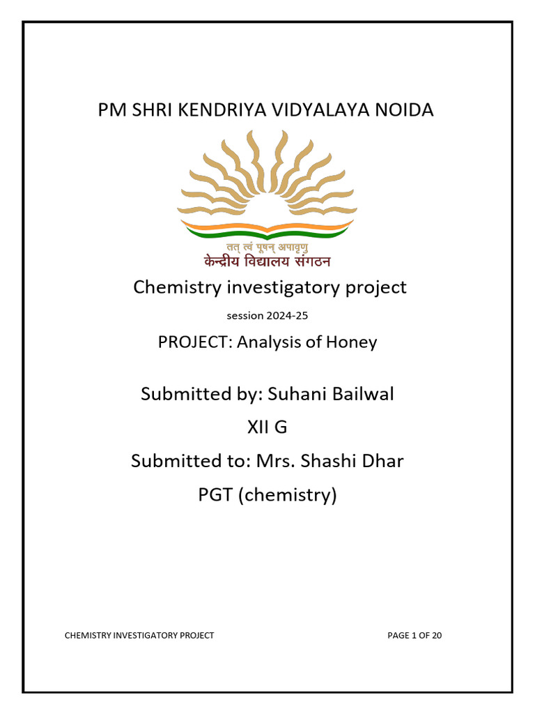 Suhani Project Chemistry | PDF | Honey | Chemistry