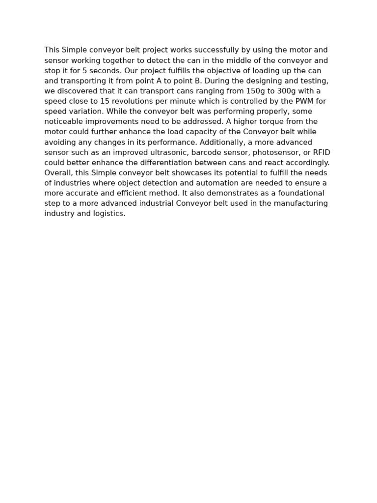 This Simple Conveyor Belt Project Works Successfully With Using The ...