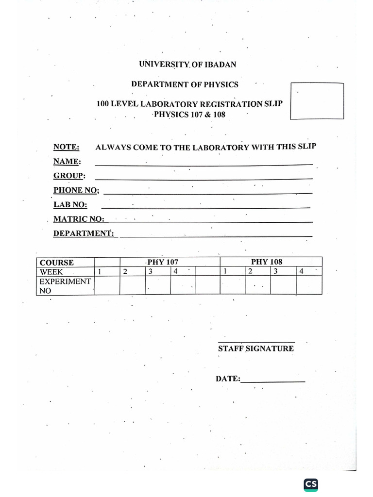 Physics Practical Slip | PDF