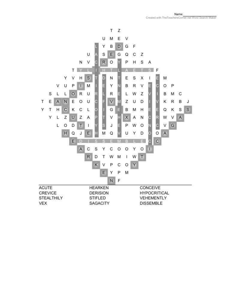 Tell-Tale Heart Word Search | PDF