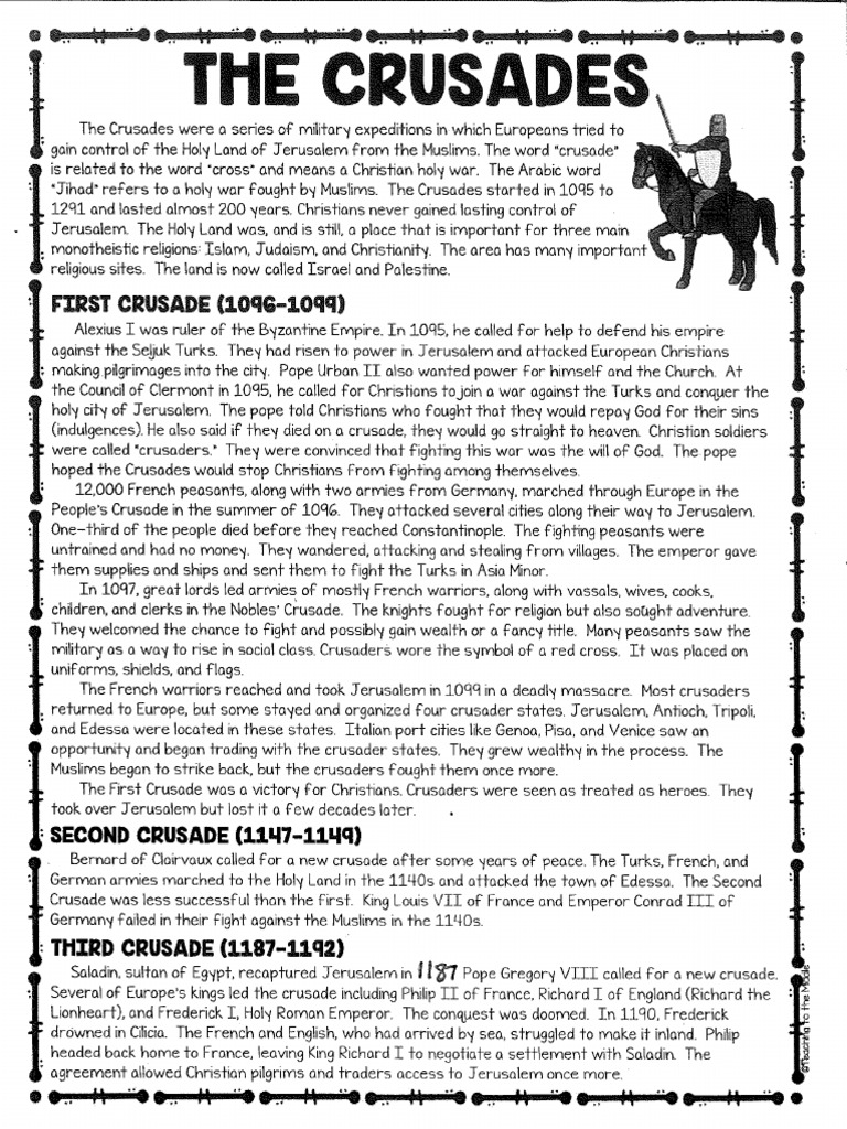 The Crusades Reading For Storyboards - Corrected | PDF