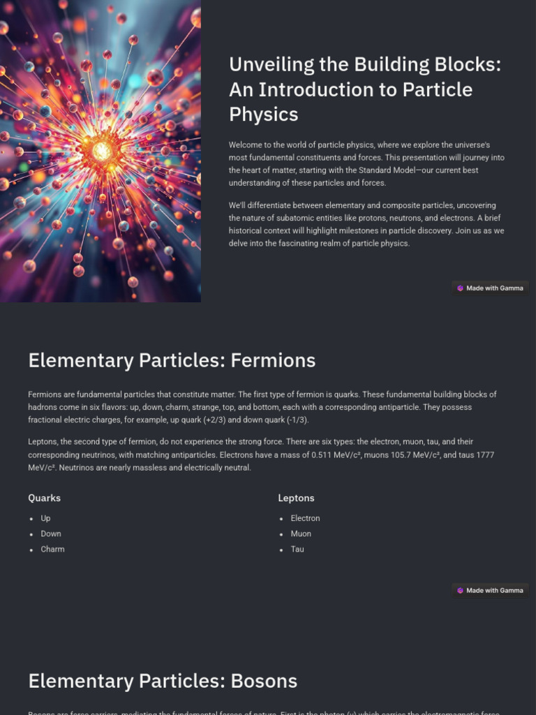 Unveiling The Building Blocks An Introduction To Particle Physics | PDF | Elementary Particle ...