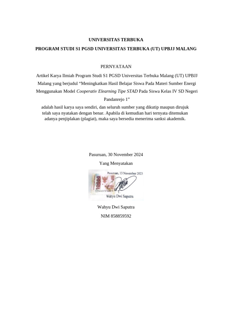 Lembar Bebas Plagiasi KARIL | PDF