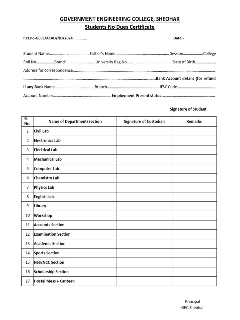 No Dues Certificate | PDF