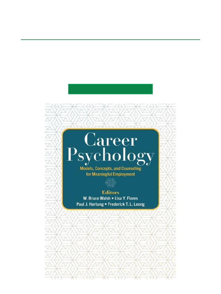Career Psychology Models, Concepts, and Counseling For Meaningful ...