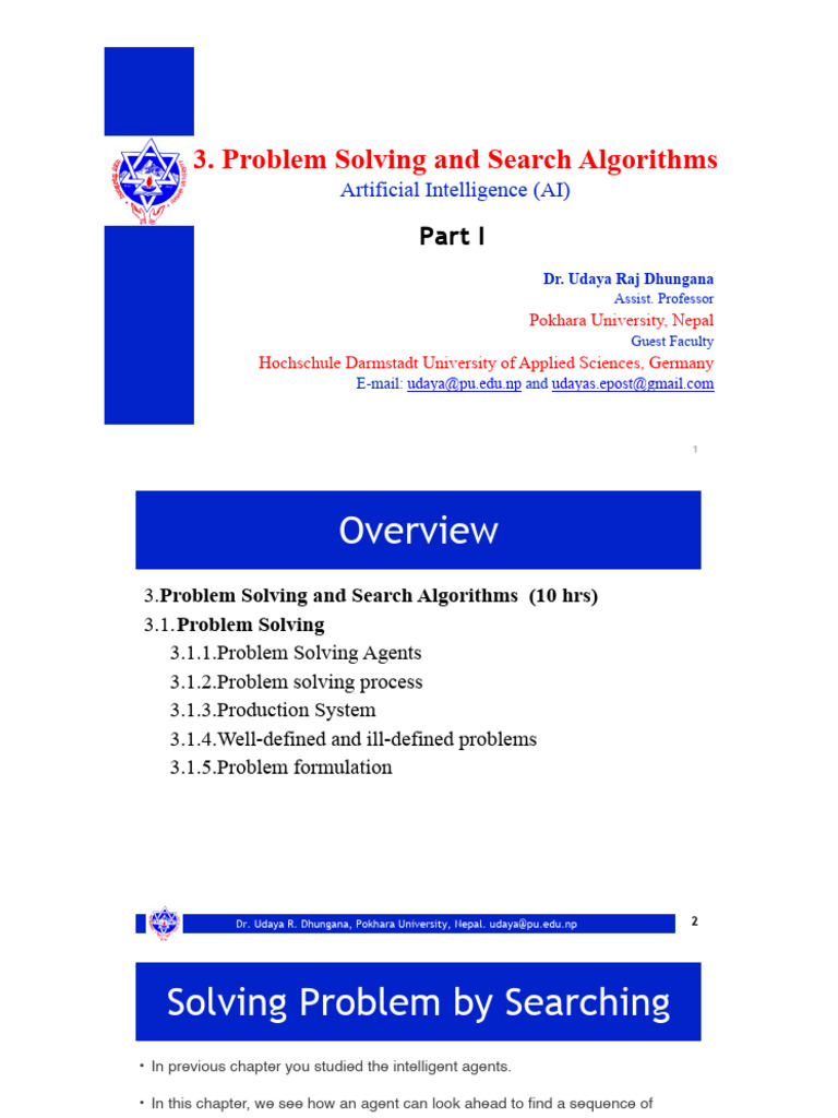 CH 3 Problem Solving and Search Algorithms Part I | PDF | Algorithms | Theoretical Computer Science