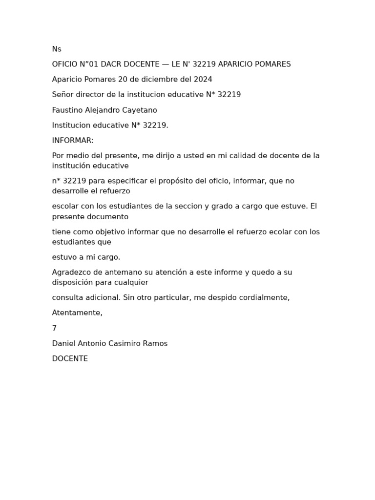 Oficio Refuerzo | PDF