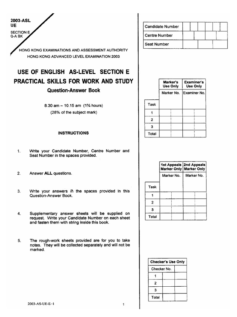 2003 Use of English Section E | PDF