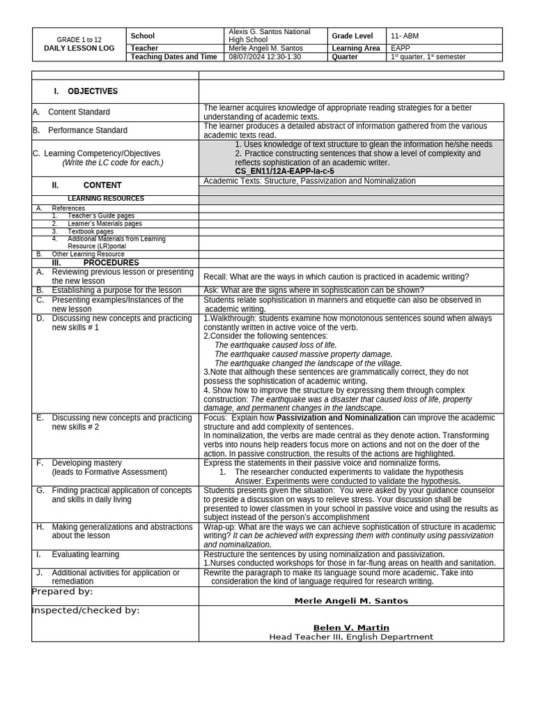 DLL 6. Eapp PASSIVIZATION AND NOMINALIZTN | PDF | Learning | Linguistics