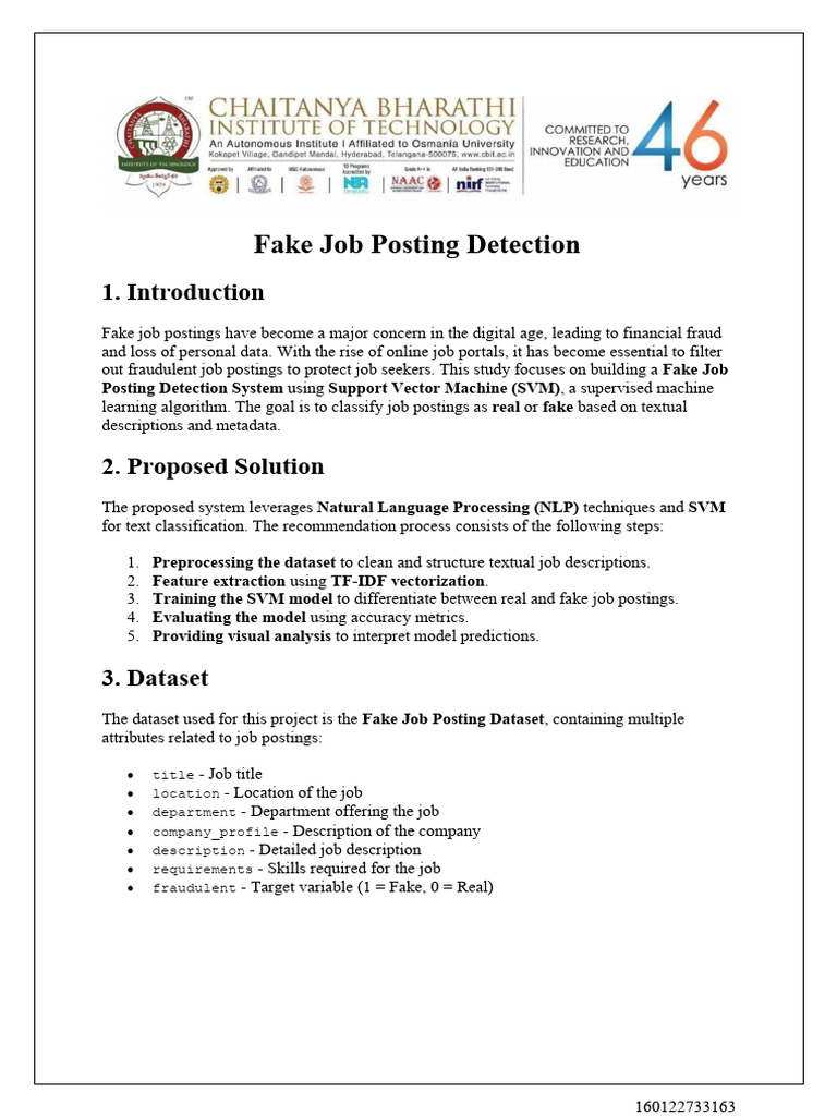 Fake Job Posting Detection | PDF | Support Vector Machine | Applied ...
