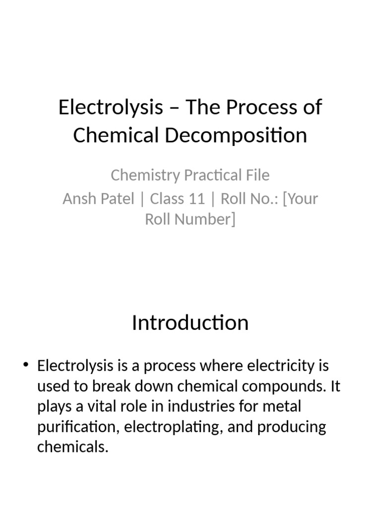 Electrolysis Presentation | PDF