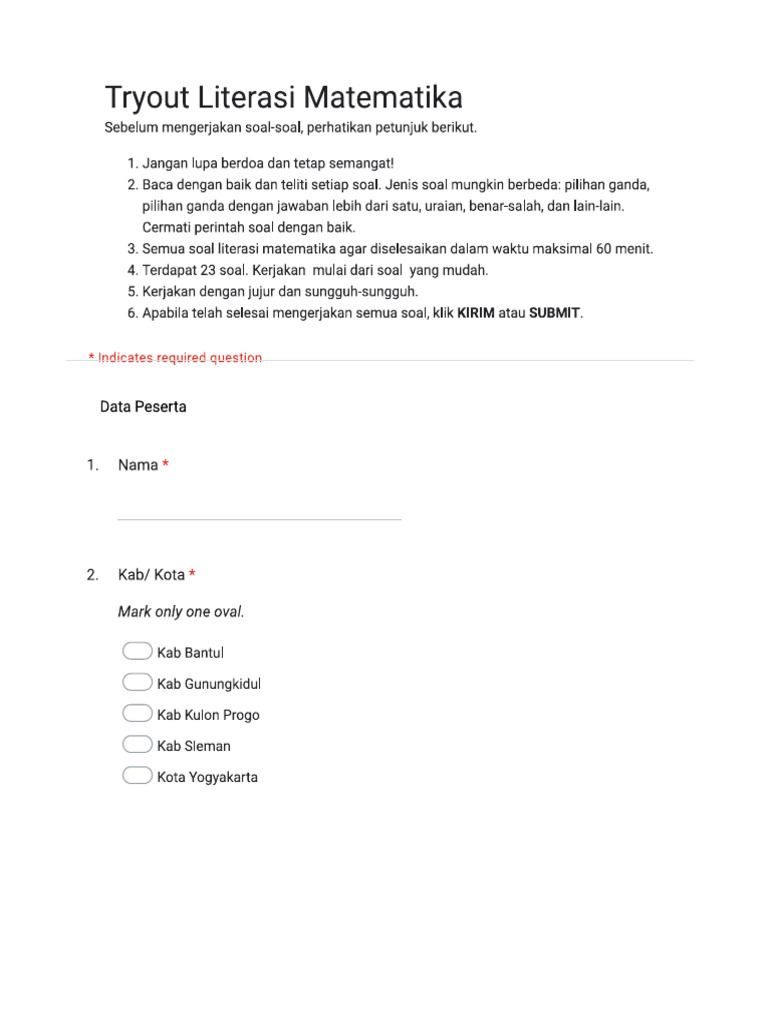 Tryout Matematika | PDF