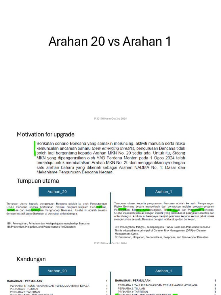 Arahan 20 Vs 1 Perbandingan | PDF | Public Safety | Safety
