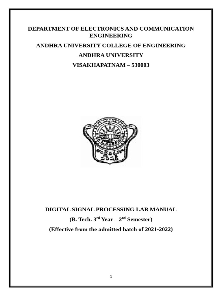 DSP LAB MANUAL | PDF | Digital Signal Processing | Fast Fourier Transform
