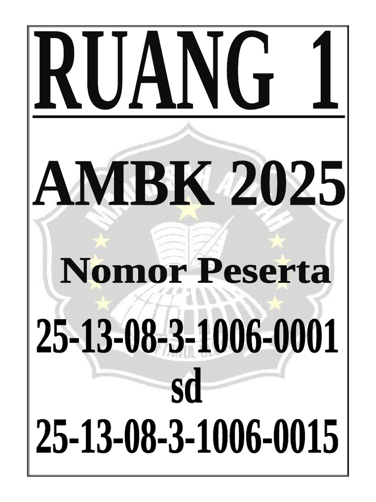 Nomor Ruang Ambk 2025 Ok | PDF