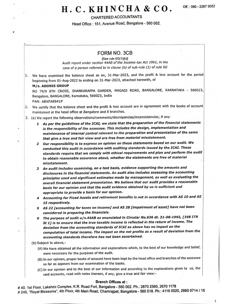 Adonis Group Financials 2022-23 | PDF