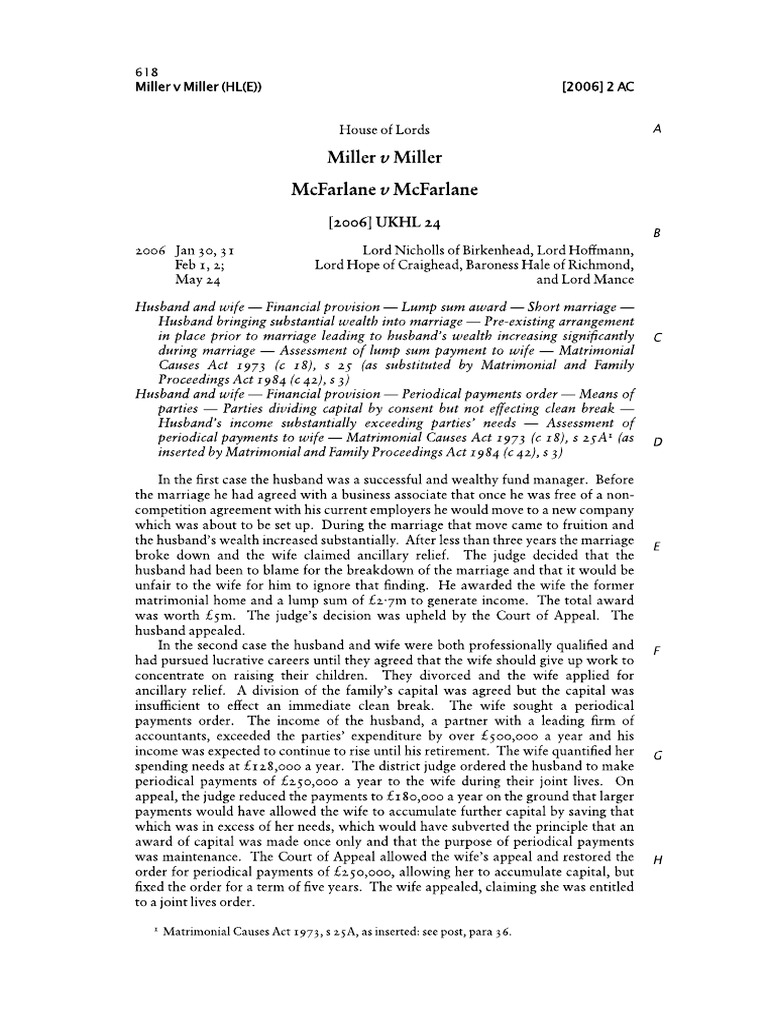 FACTS of Miller v Miller | PDF