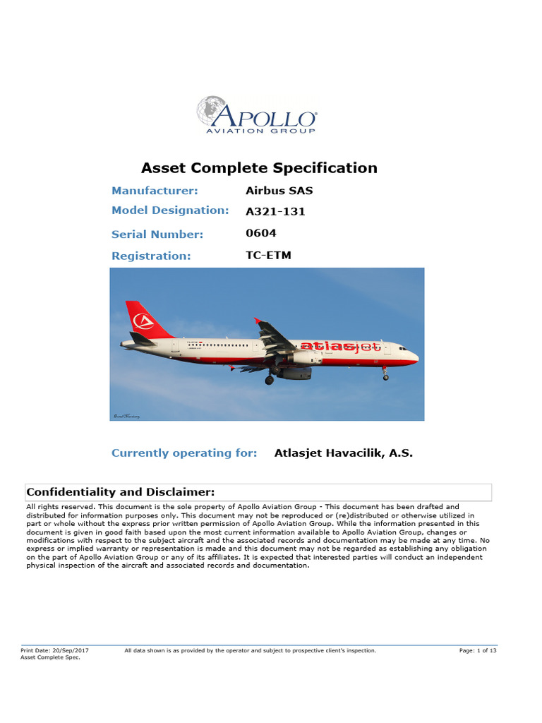 Aircraft Configuration - A321-0604 | PDF | Avionics | Lease