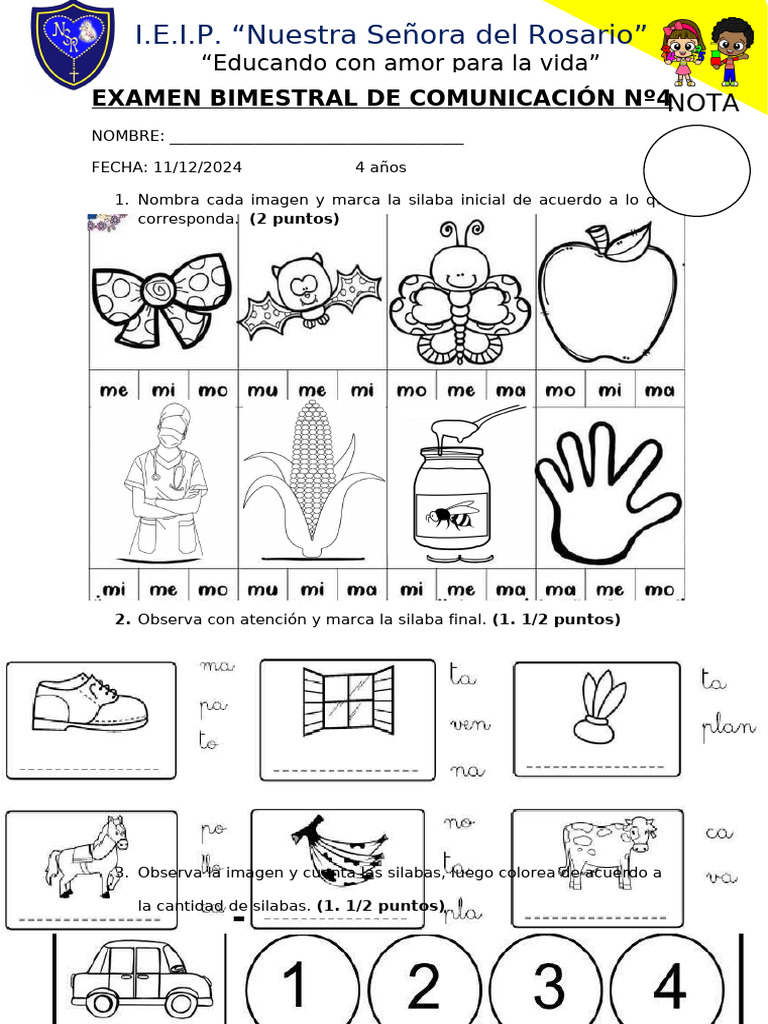 Examen Bimestral de Comunicación | PDF
