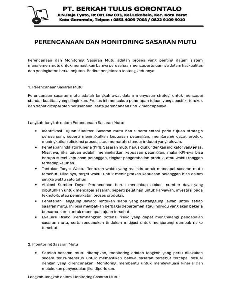 Sasaran Mutu | PDF