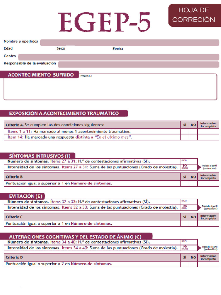 EGEP-5 Hoja de Corrección LQ Manual | PDF