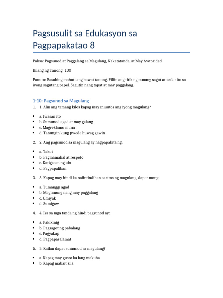 ESP8 100 Item Exam | PDF