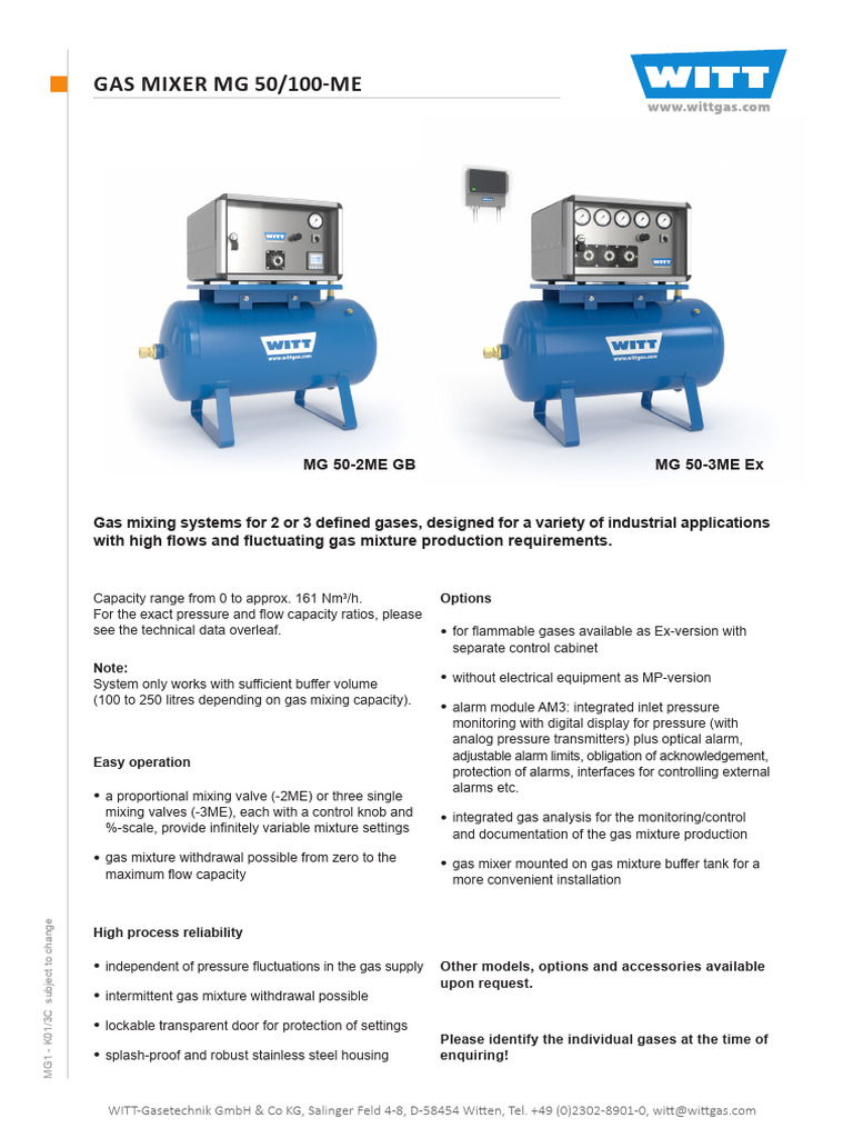 Gas Mixer mg50 100 2 3me Ex Uk | PDF | Pipe (Fluid Conveyance) | Gases