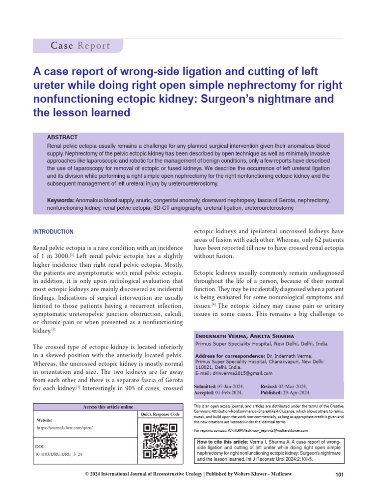 A Case Report of Wrong Side Ligation and Cutting.16 | PDF | Kidney ...