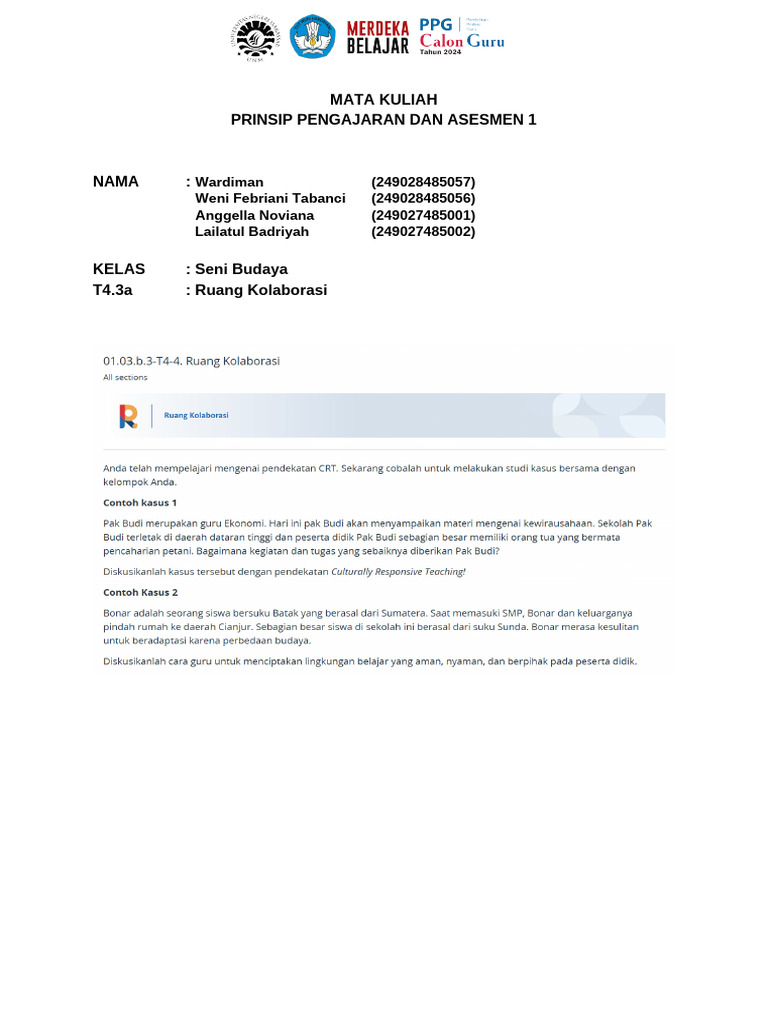 T4.3a RUANG KOLABORASI (PPDA) WARDIMAN-PPG-UNM | PDF