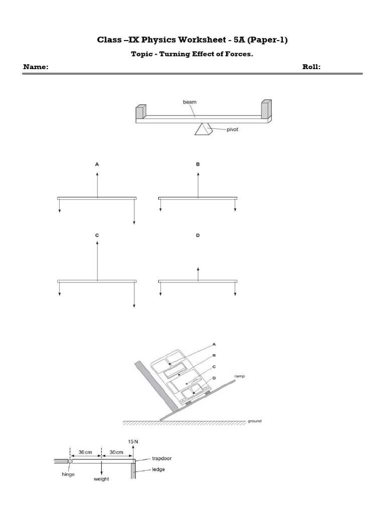 Physics Worksheet-5A-3 (Coaching) | PDF | Center Of Mass | Force
