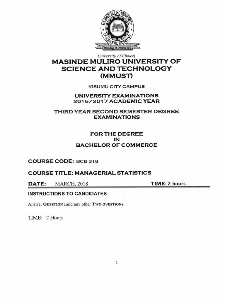 BCB 318 Managerial Statistics | PDF
