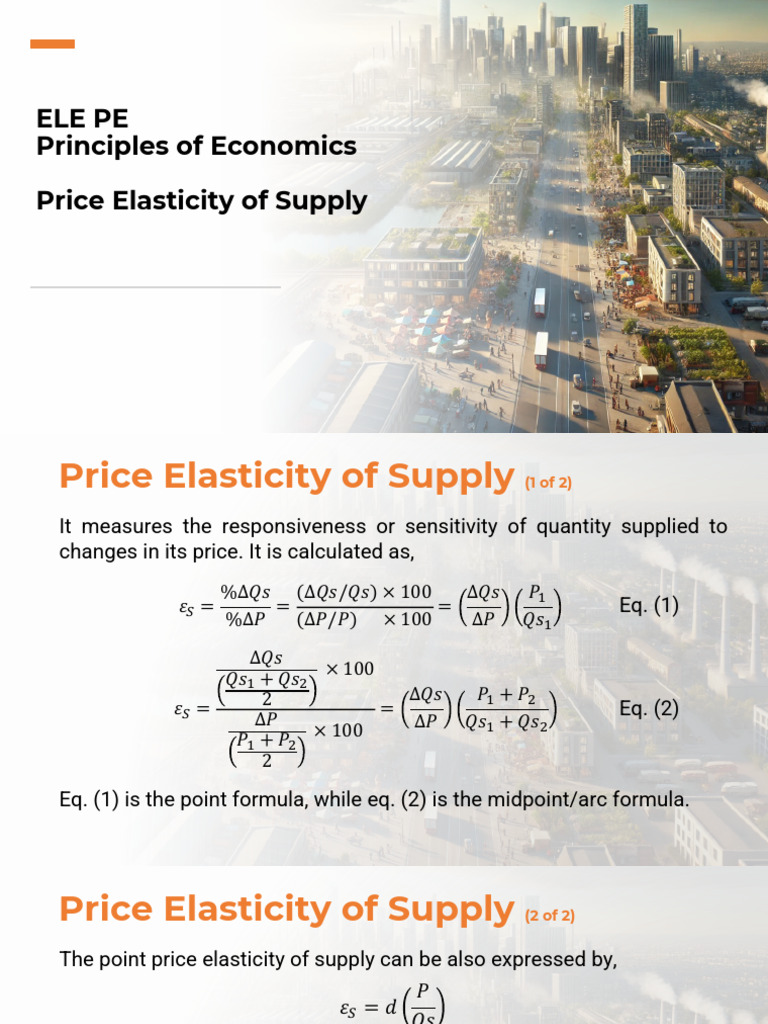 ELE PE - Lecture.Price Elasticity of Supply-1 | PDF | Elasticity ...