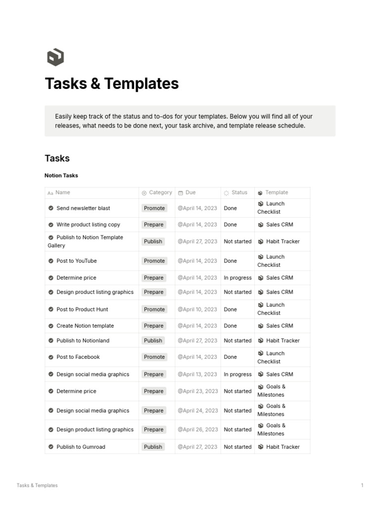 Tasks & Templates | PDF