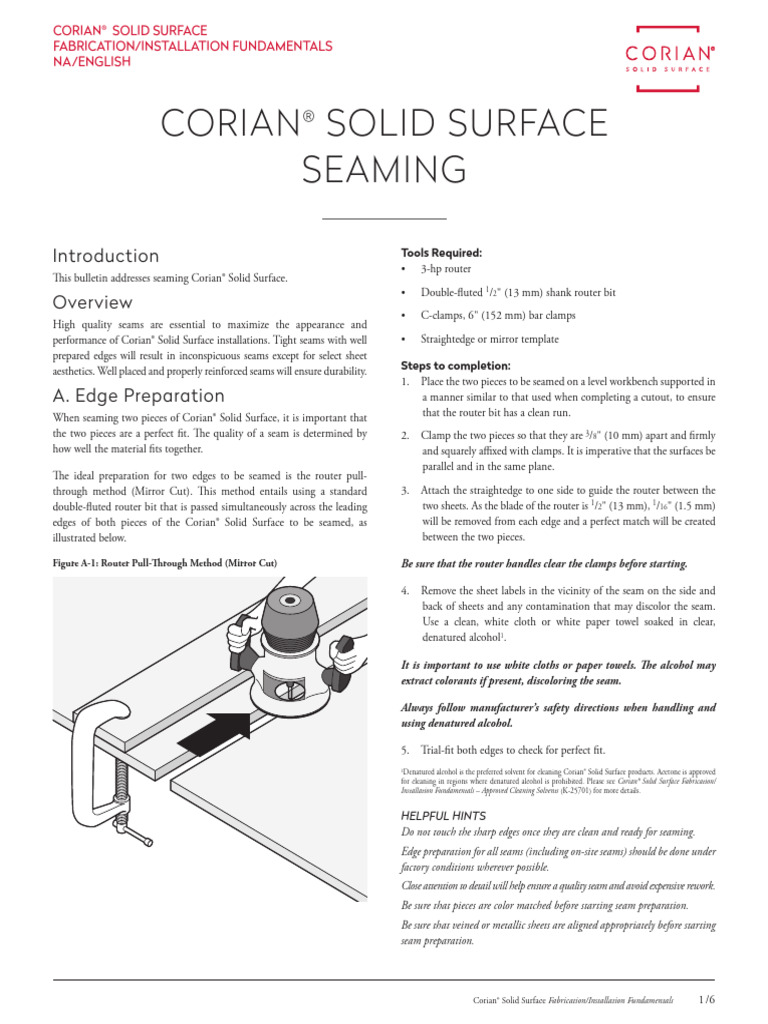 K-25292 Corian Solid Surface Seaming - 102019 | PDF | Countertop | Seam ...
