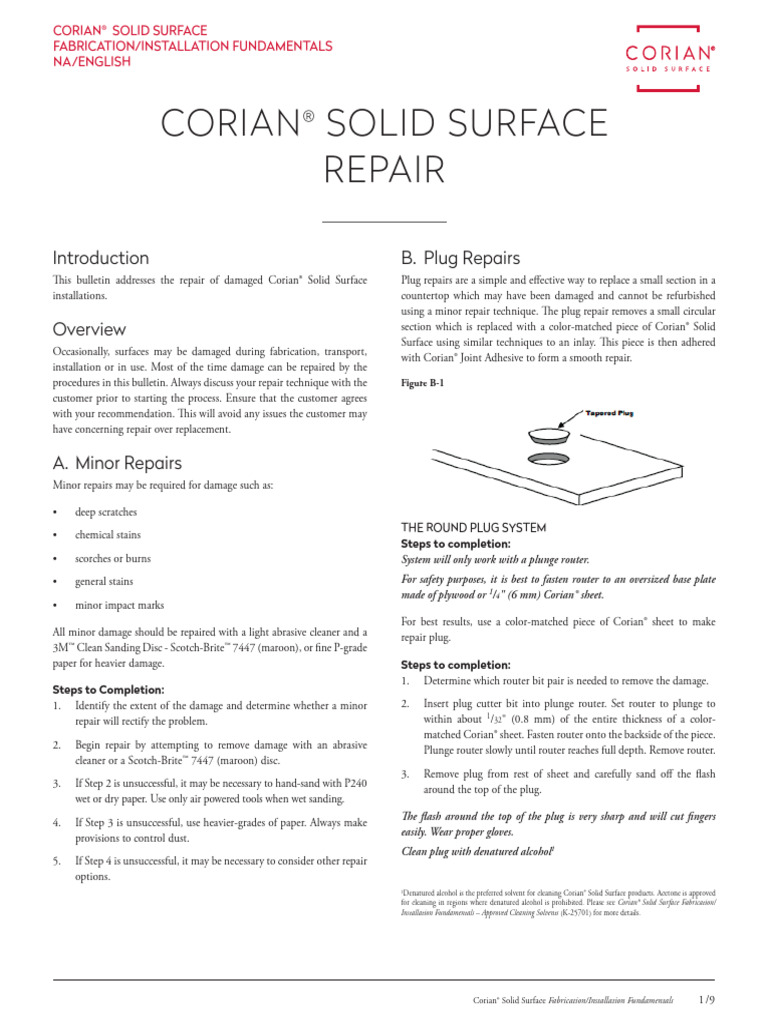 K-25300 Corian Solid Surface Repair - 102019 | PDF | Countertop | Adhesive