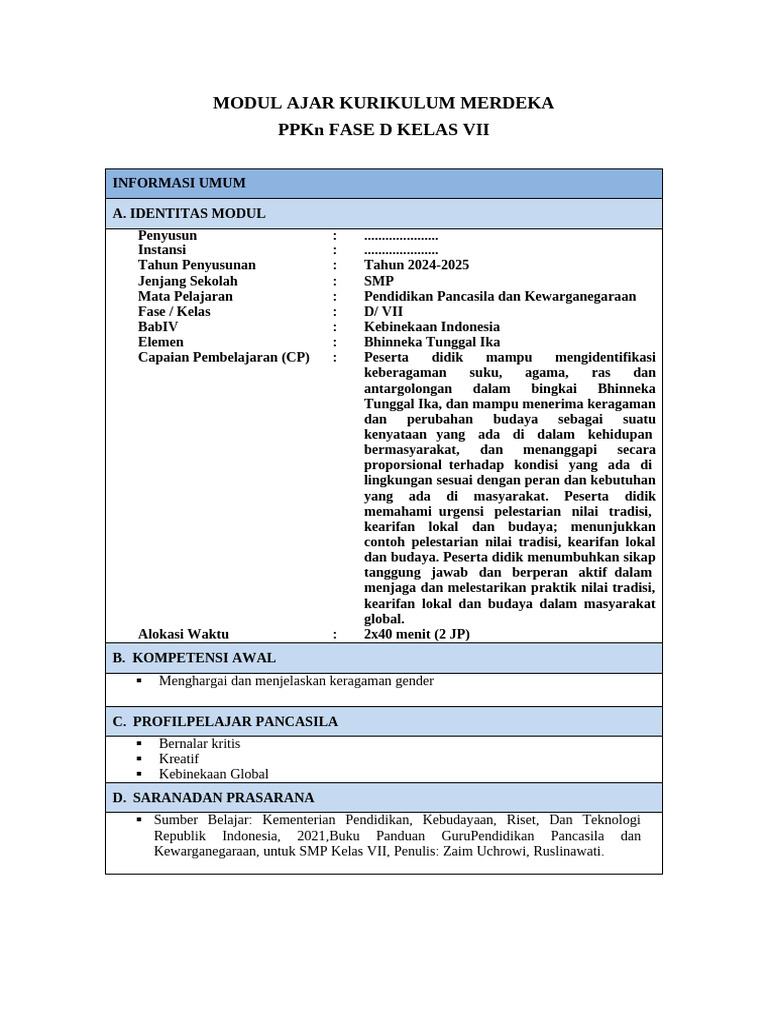 Modul Ajar Bab Iv 1 Pertemuan | PDF