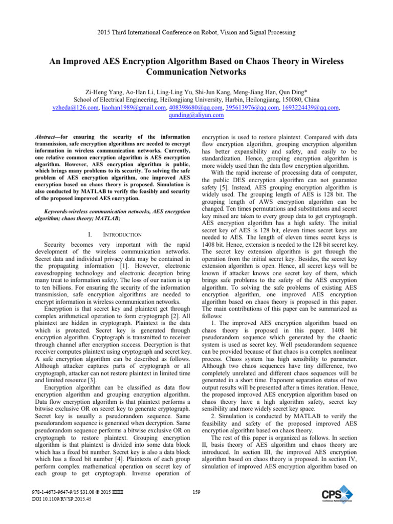 An Improved AES Encryption Algorithm | PDF | Key (Cryptography) | Cryptography