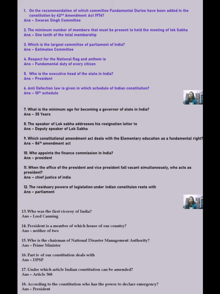 Gyanshila - Important Polity MCQs | PDF