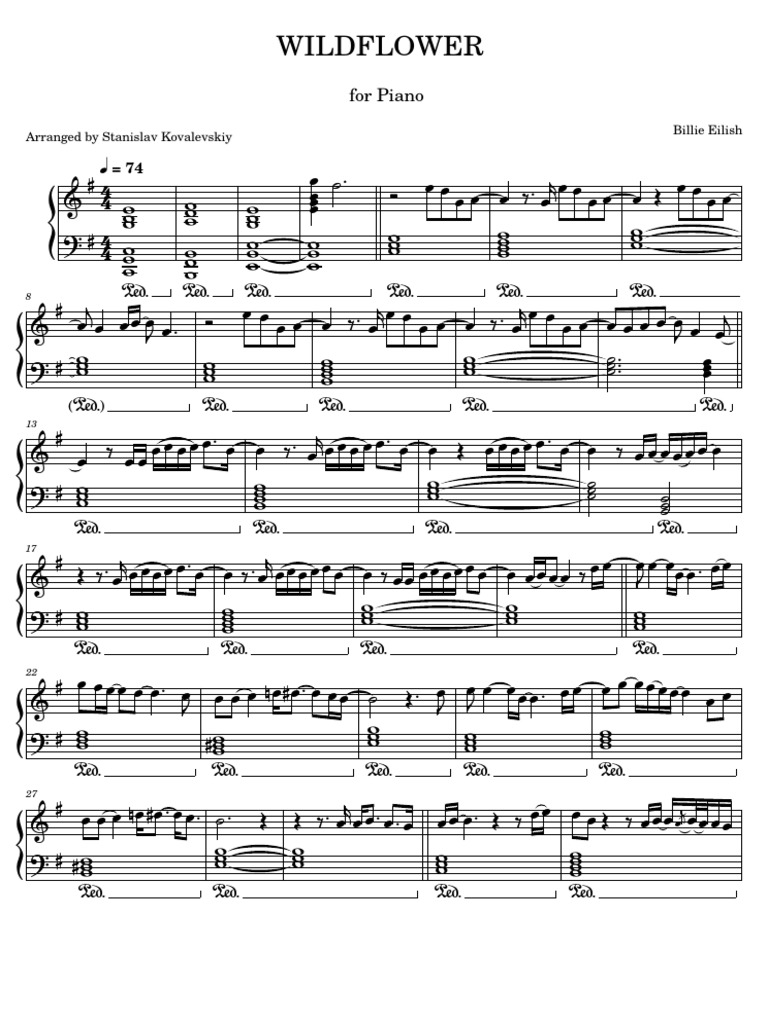 Wildflower Sheet Music for Piano | PDF