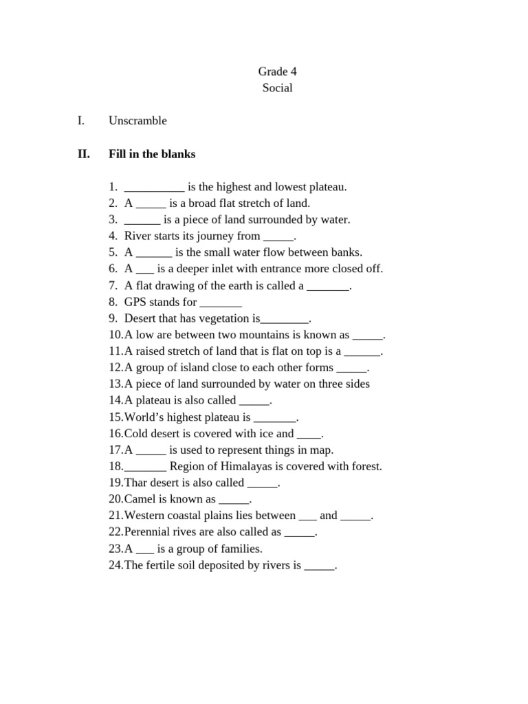 Grade 4 Term 2 Revision | PDF | Himalayas | Desert