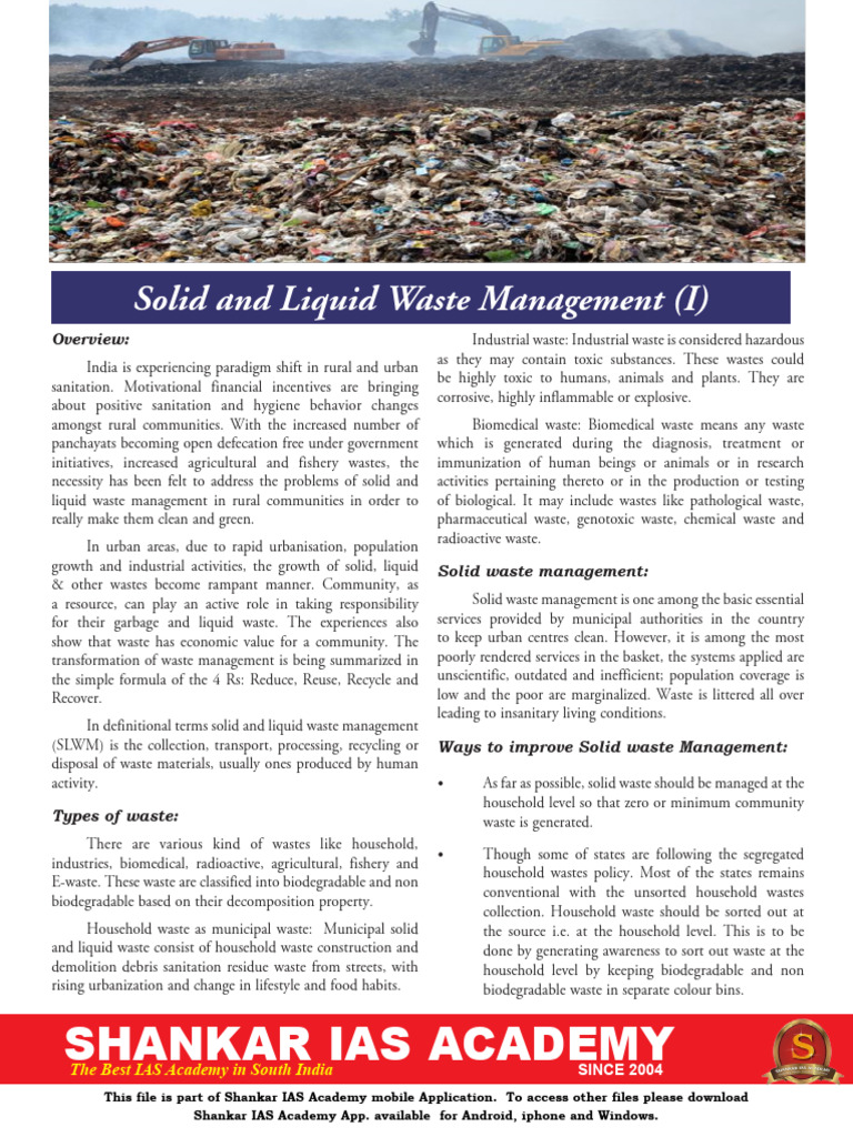 Solid and Liquid Waste Management in India | PDF | Waste | Waste Management