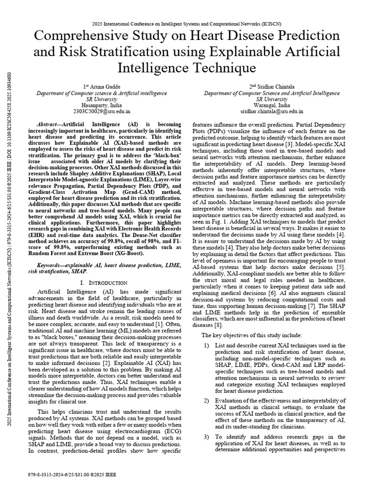 Comprehensive Study On Heart Disease Prediction and Risk Stratification Using Explainable ...