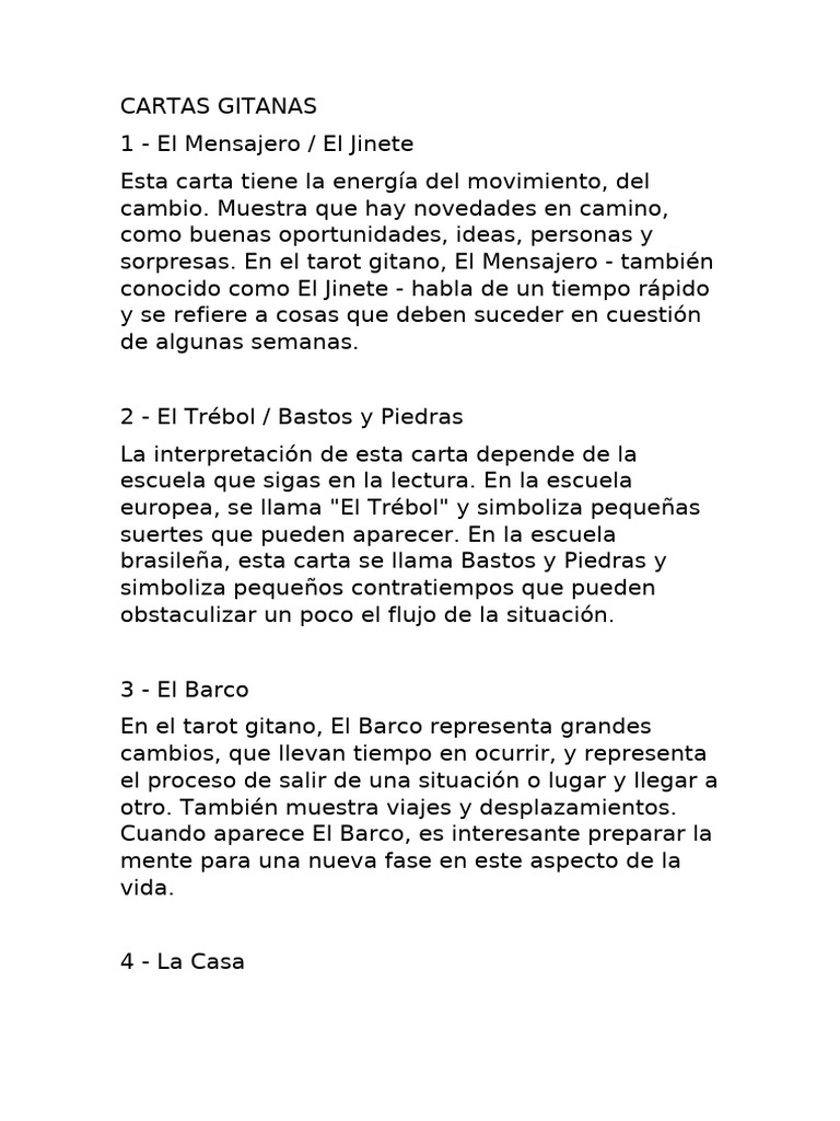 Cartas Gitanas | PDF | Tarot | Amor